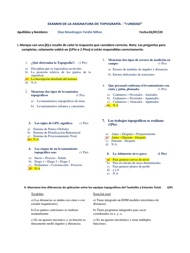 Examen N°1 Topografia | PDF | Topografía | Visualización (Gráficos)