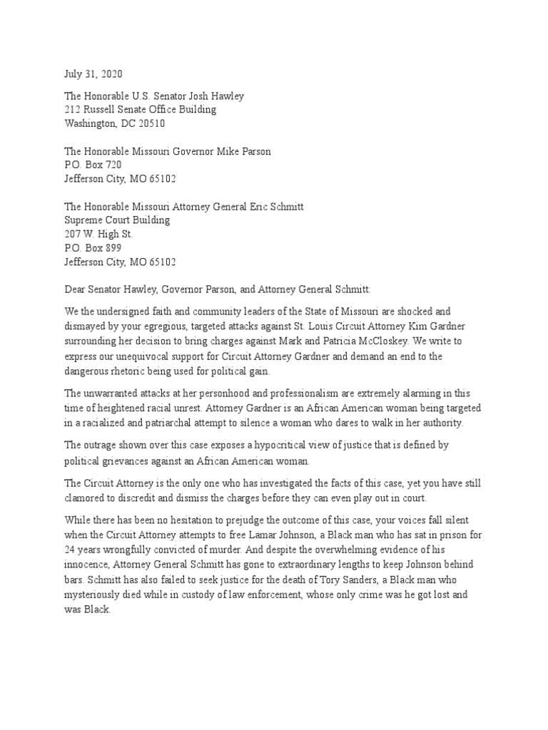 Final Faith Letter For Kim Gardner With Clergy Signatures | Download ...