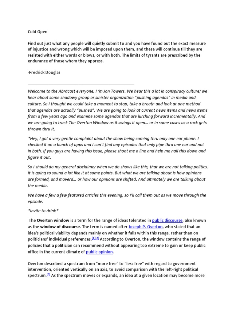 The Overton Window: Tracking Shifting Windows of Discourse | PDF ...