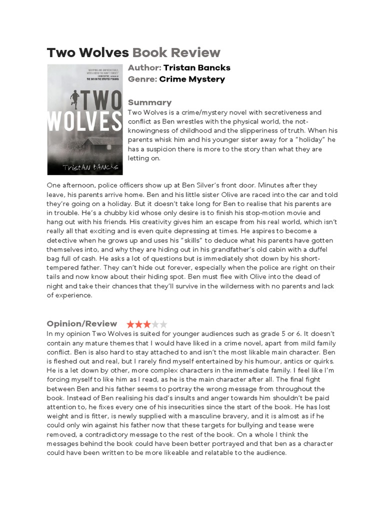 Two Wolves Book Review PDF | PDF