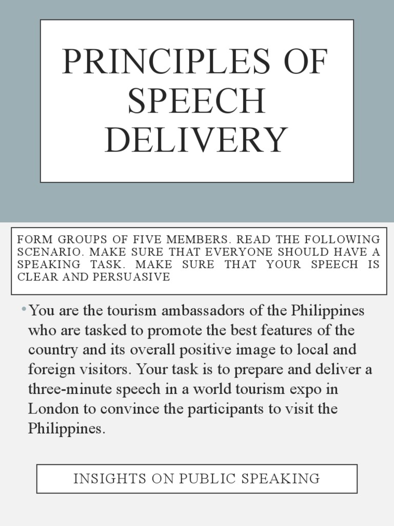 ORAL COM-Principles of Speech Delivery | PDF | Public Speaking ...