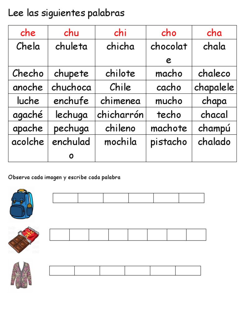 Palabras con "ch" y sus variantes | PDF | Filosofía | Artes del ...