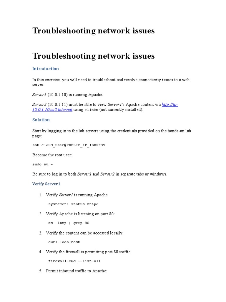 Troubleshooting Network Issues | PDF