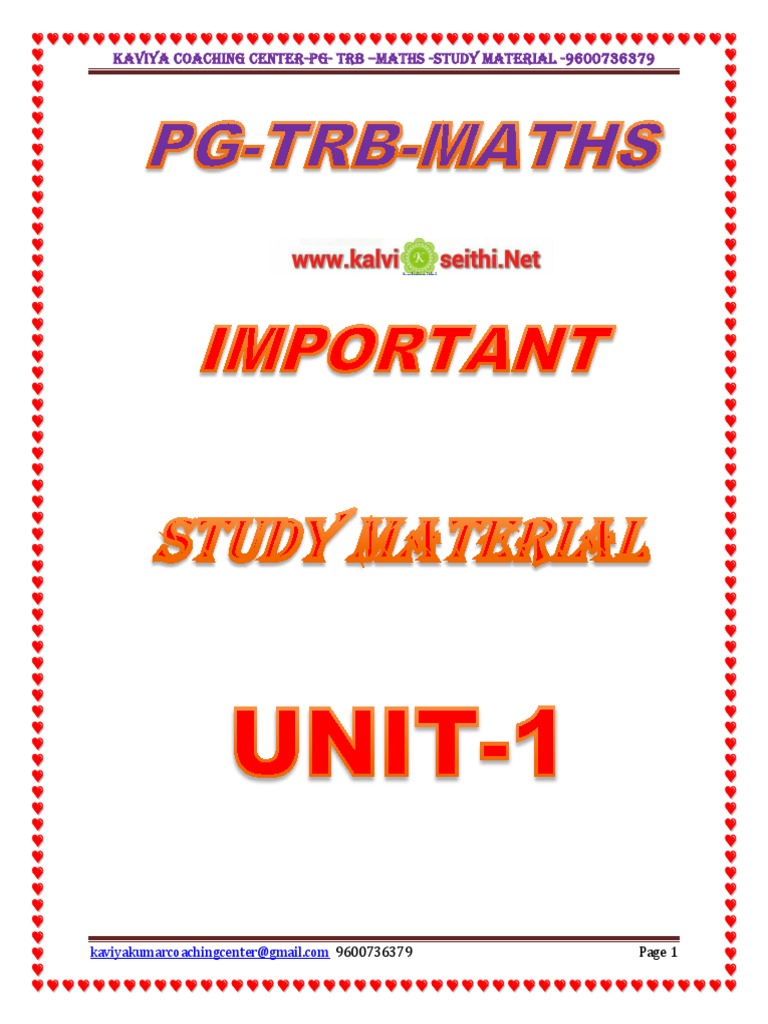 Pg-Trb-Maths Important Study Materia | PDF