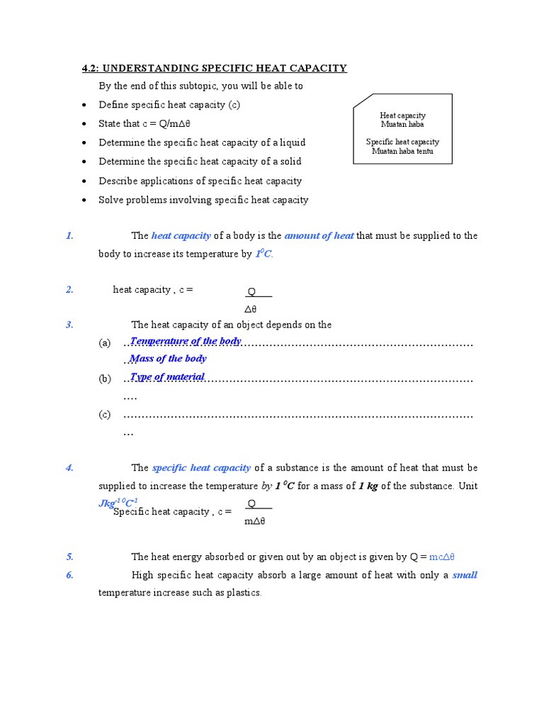 4.2: Understanding Specific Heat Capacity | PDF | Heat | Heat Capacity