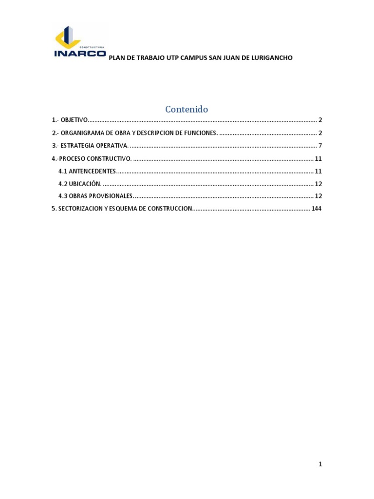 Plan de Trabajo UTP Campus SJL PDF | Descargar gratis PDF ...