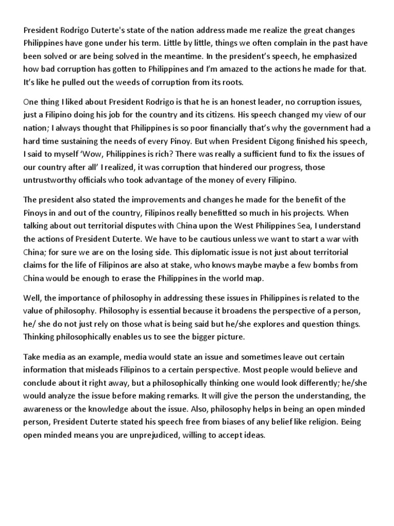 Sona Reaction | PDF | Rodrigo Duterte | Philippines