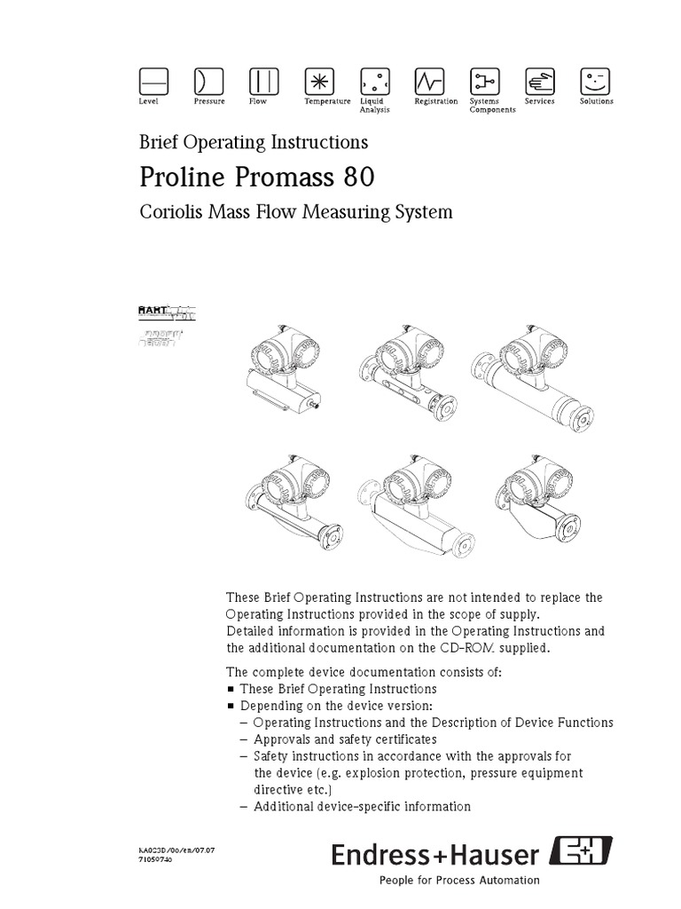 Promass 80 - Brief Operating Instructions | PDF | Electrical Connector ...