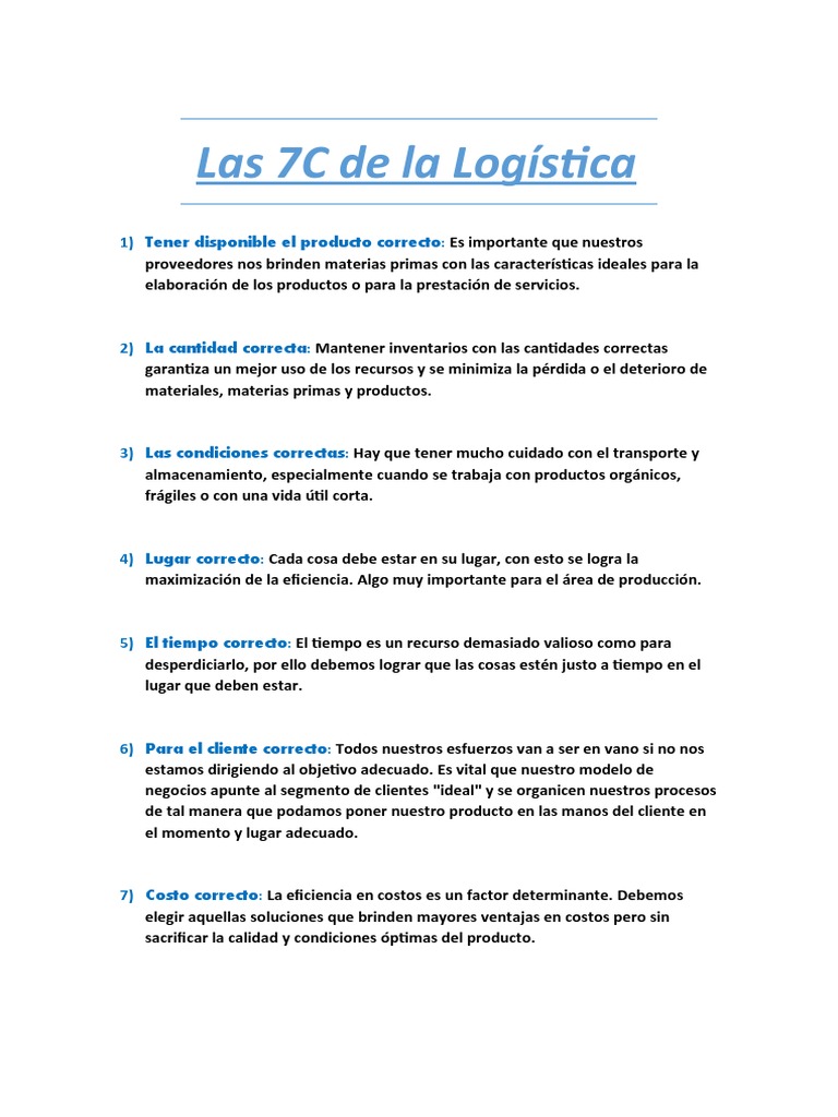 Las 7C de La Logística | PDF