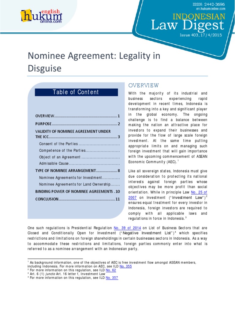 Nominee Arrangement | PDF | Citizenship | Limited Liability Company
