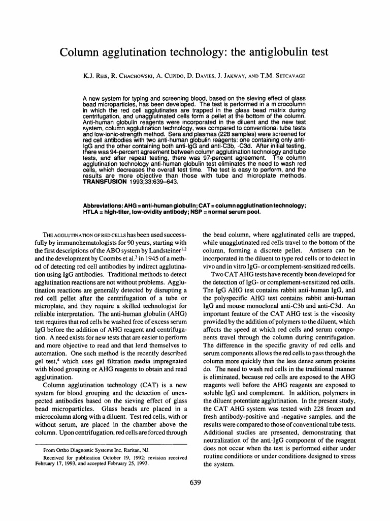 Column Agglutination Technology Overview | PDF | Blood Plasma ...