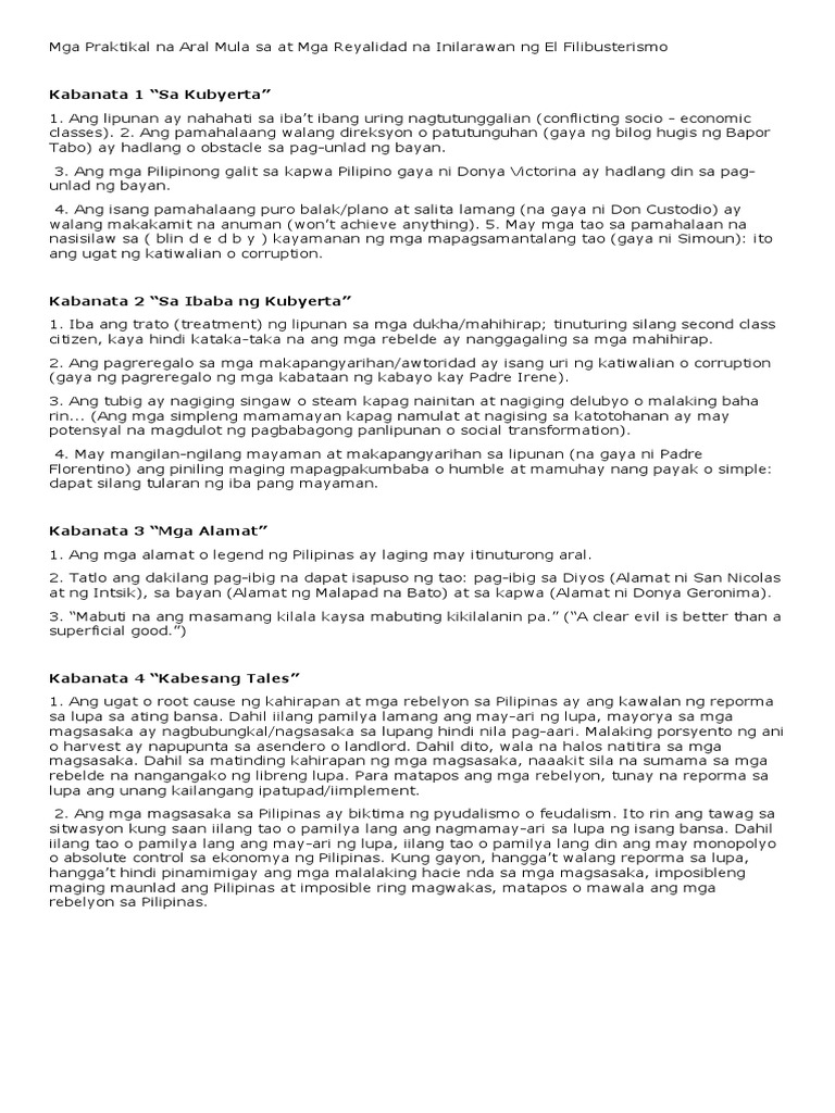 Mga Praktikal Na Aral Mula Sa at Mga Reyalidad Na Inilarawan NG El ...