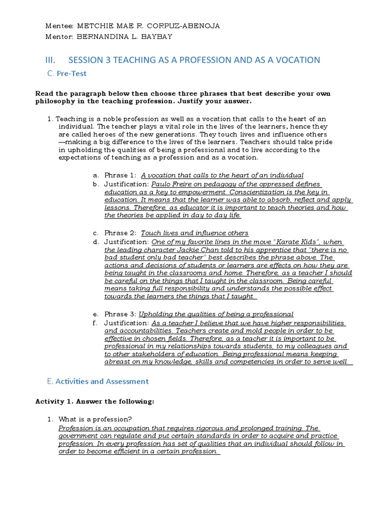 Teaching: A Noble Profession & Vocation | PDF | Profession | Teachers