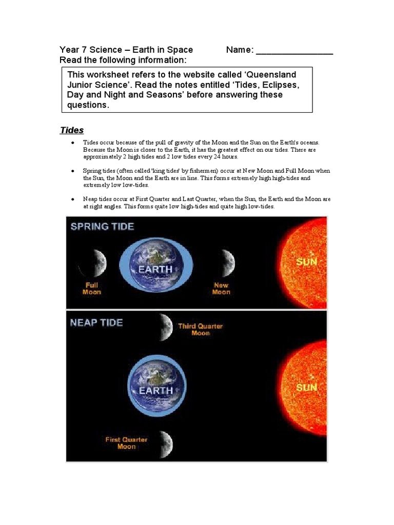 7HW Seasons Tides Eclipses | PDF | Eclipse | Tide