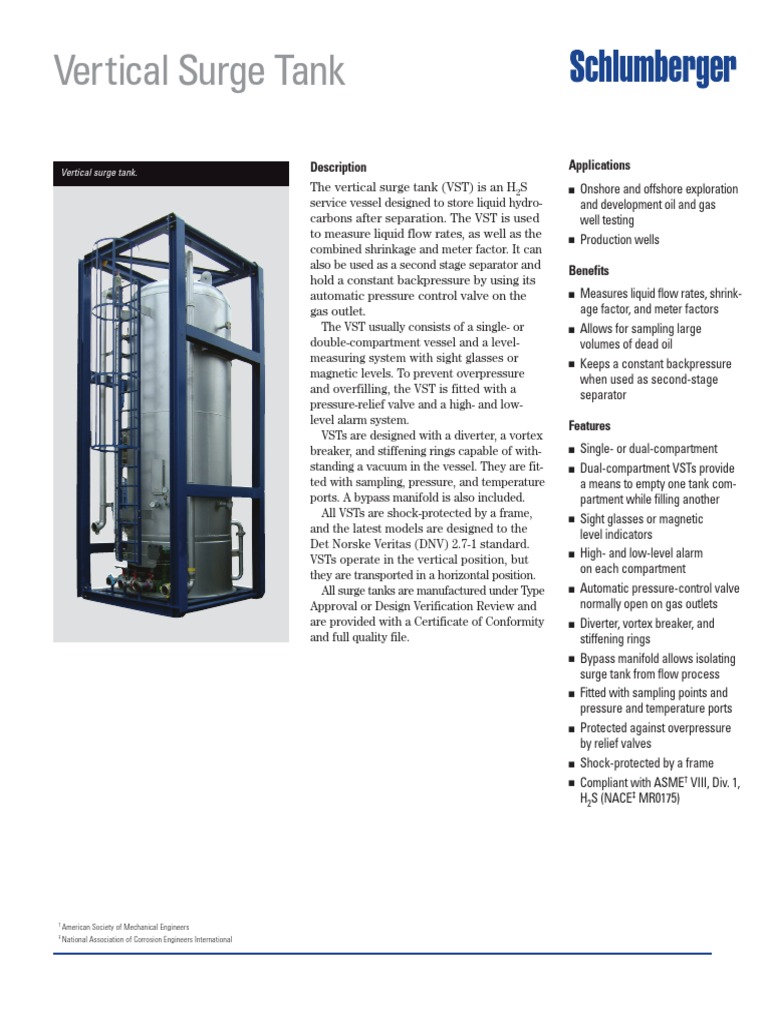 Vertical Surge Tank: Description Applications | PDF | Valve | Equipment