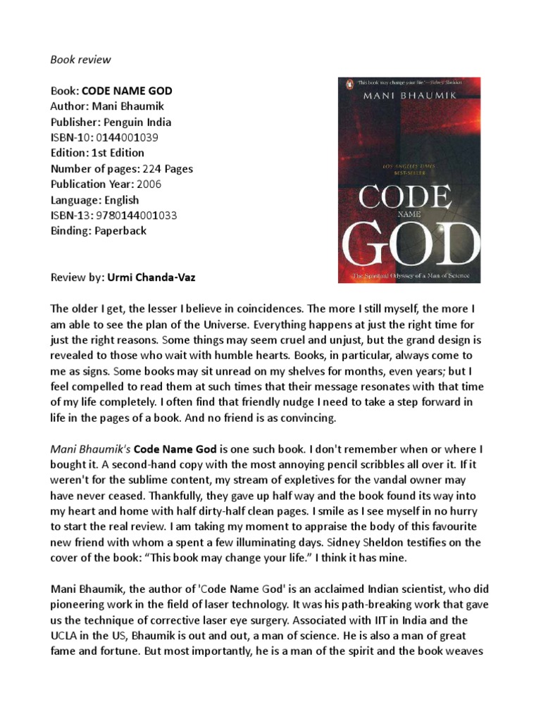 Review of "Code Name God" by Bhaumik | PDF | Spirituality | Physics