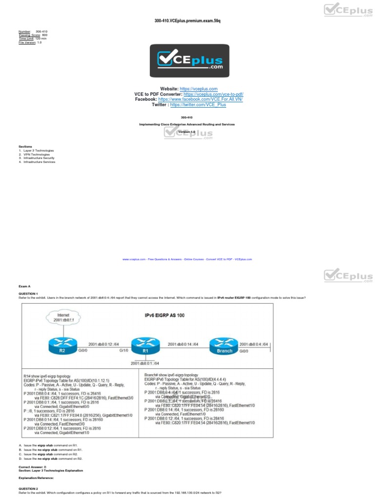 Website: Vce To PDF Converter: Facebook: Twitter:: 300-410.vceplus ...