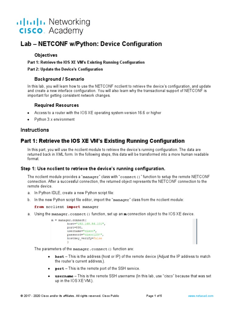 28 Lab Netconf Wpython Device Configuration Download Free Pdf Command Line Interface