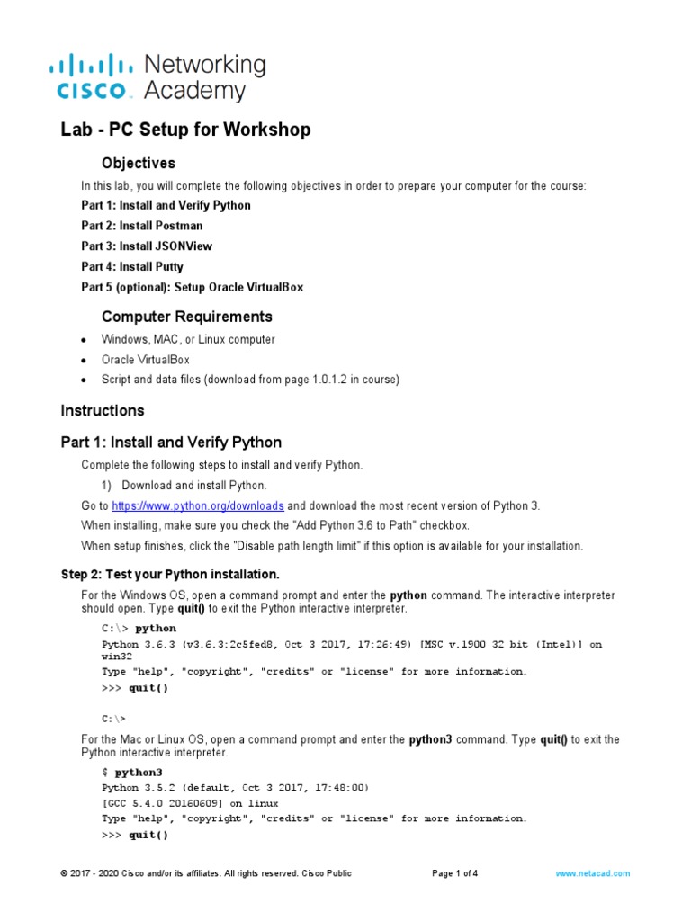 1.0.1.2 Lab - PC Setup For Workshop | PDF | Command Line Interface ...