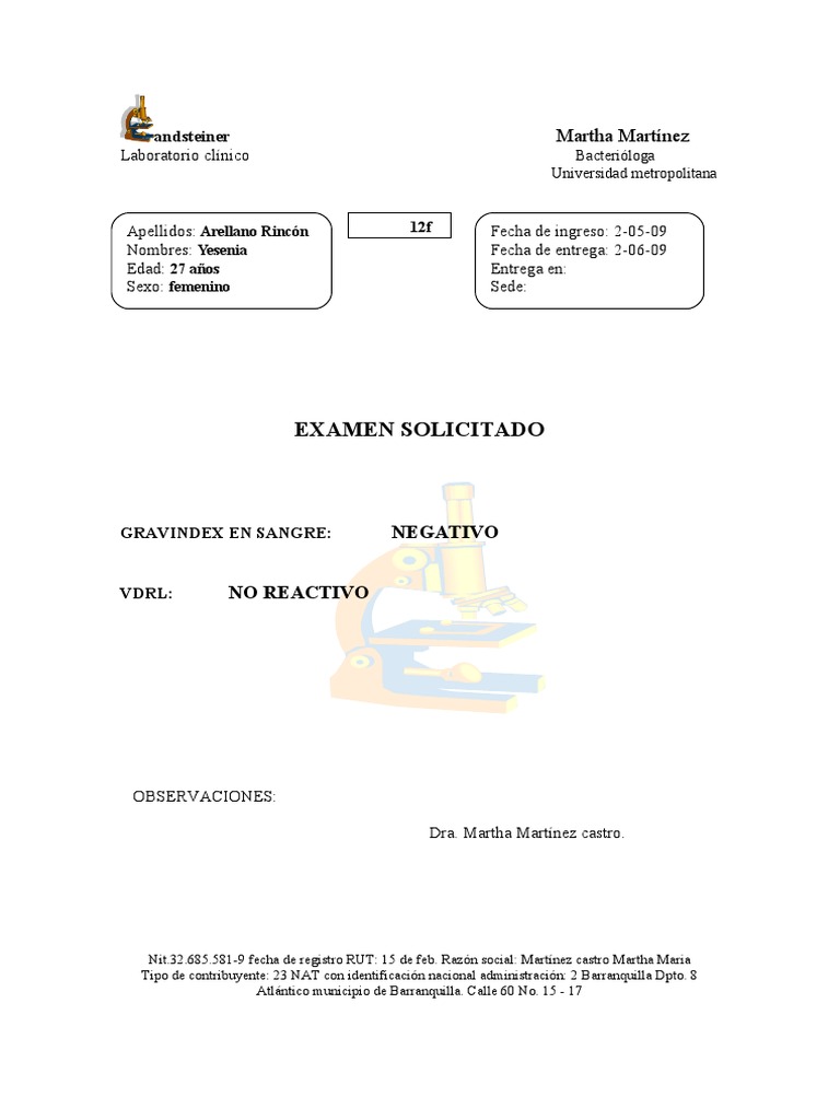 VDRL, Gravindex | PDF