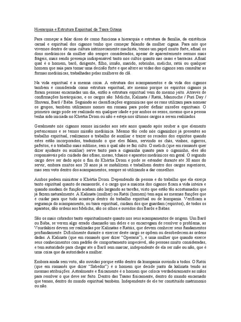Hierarquia e Estrutura Espiritual Da Tsara Gitana | PDF | Espírito | Povo cigano
