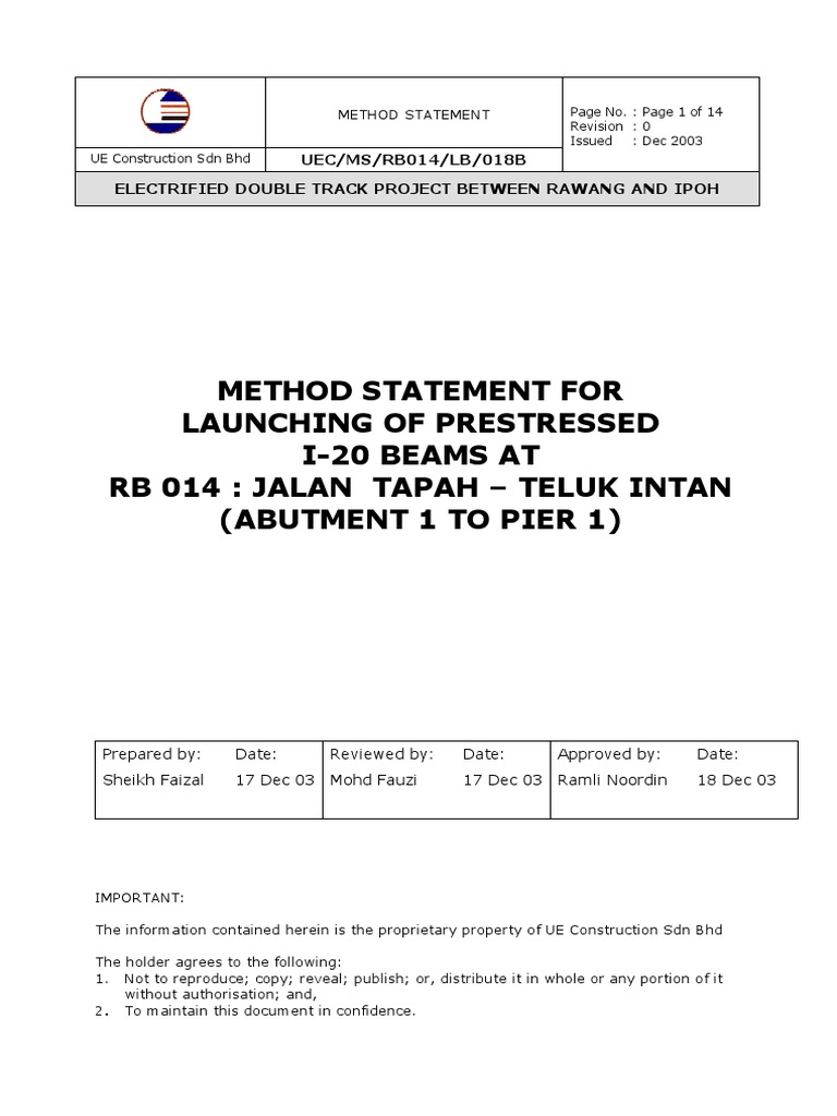 Beam Launching RB014 A1-P1 | PDF | Crane (Machine) | Economic Sectors