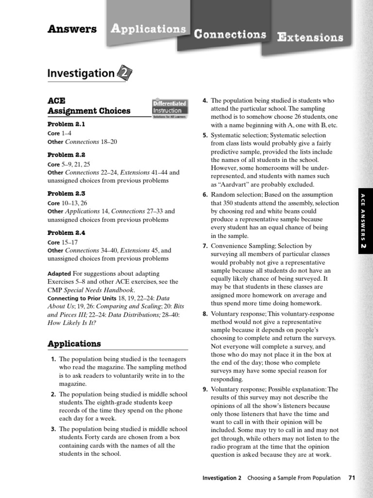 Test Ace Inv 2 Samples and Populations | PDF | Sampling (Statistics) | Mean