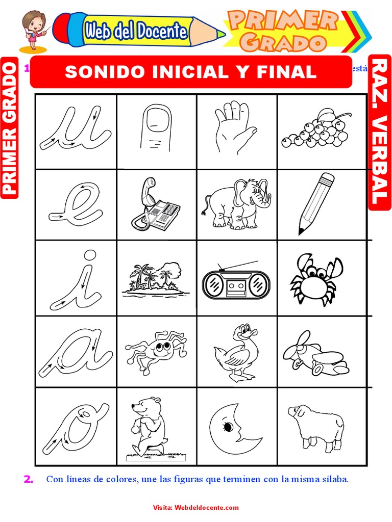 Sonido Inicial y Final para Primer Grado de Primaria | PDF