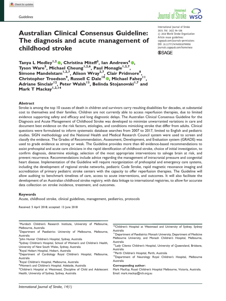 Australian Clinical Consensus Guideline: The Diagnosis and Acute ...