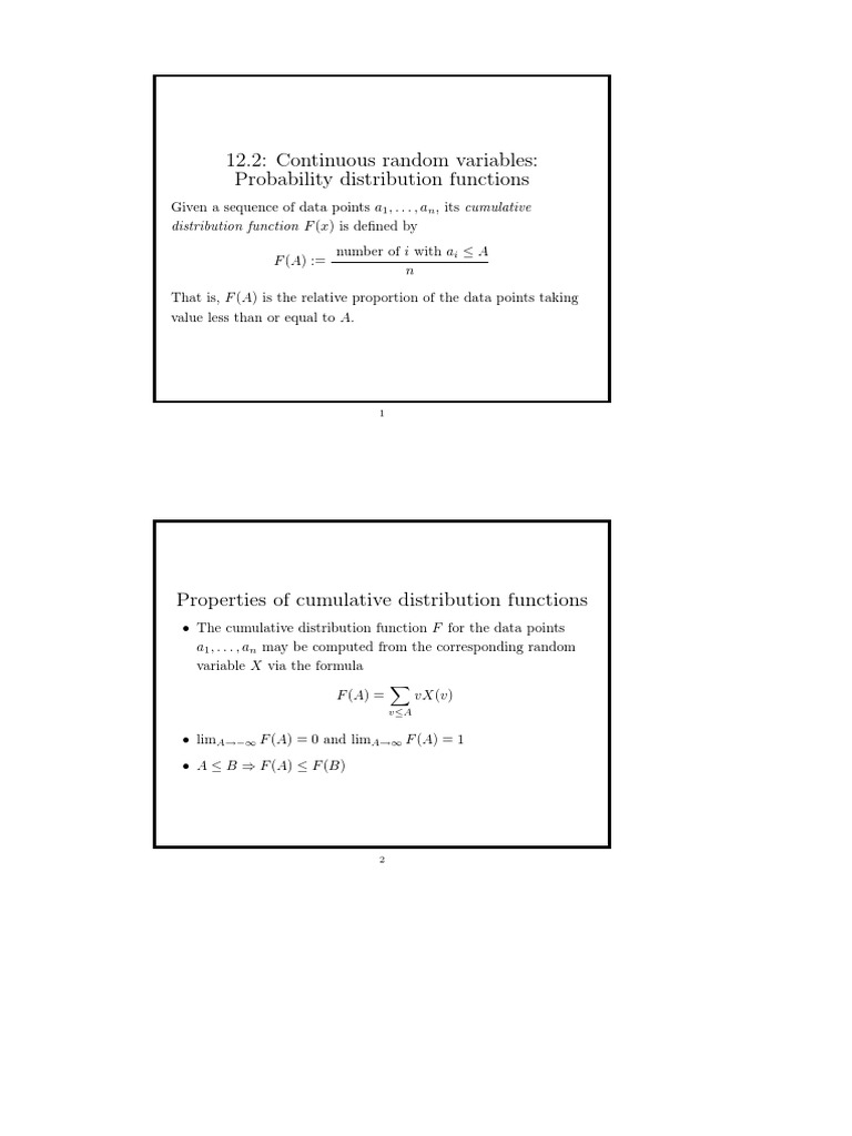 Continuous Random Variables: Probability Distribution Functions | PDF | Probability Distribution ...