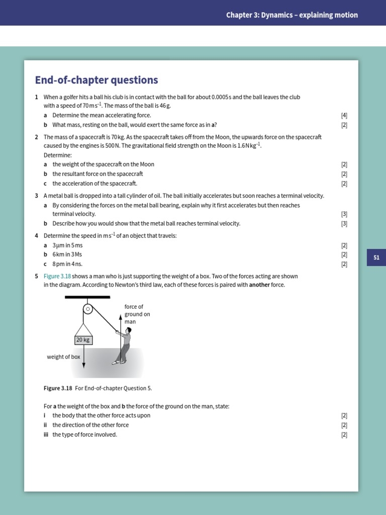 AS LEVEL PHYSICS Chapter 3 Explaining Dynamics/Motion Practise Q | PDF ...