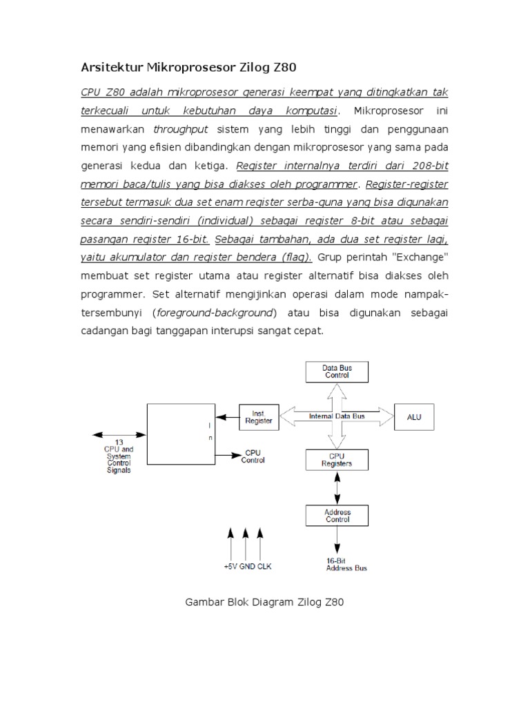 KD 3.1. Arsitektur Mikroprosesor Zilog Z80 | PDF