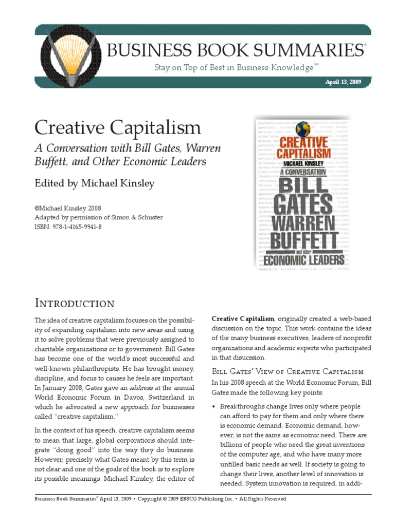 Creative Capitalism: Business Book Summaries | PDF | Price ...