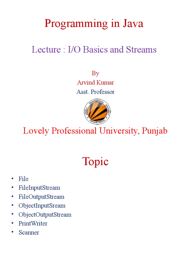 A938985889 - 16921 - 5 - 2018 - L25-IO Streams | PDF | Input/Output | Computer File