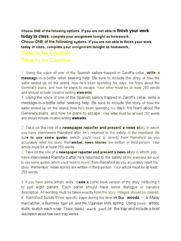 The Most Dangerous Game Final Assignment | PDF