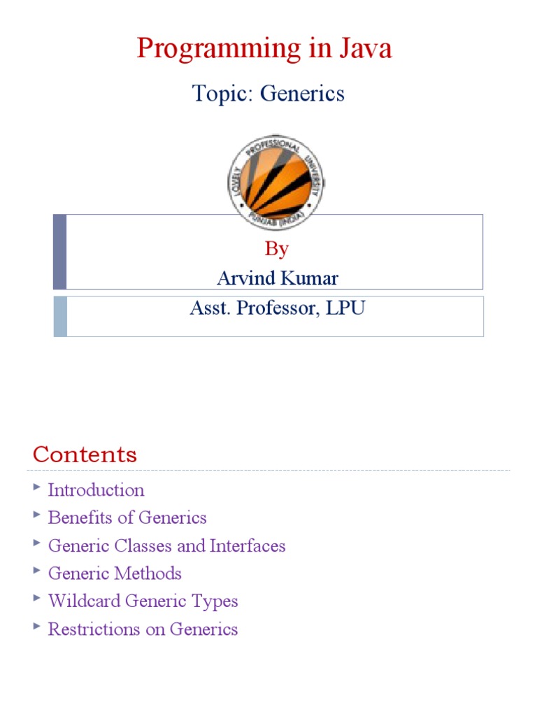 L26. Generic | PDF | Class (Computer Programming) | Data Type
