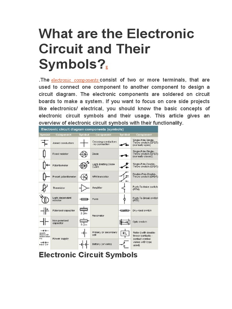 What Are The Electronic Circuit and Their Symbols | PDF | Electronic ...