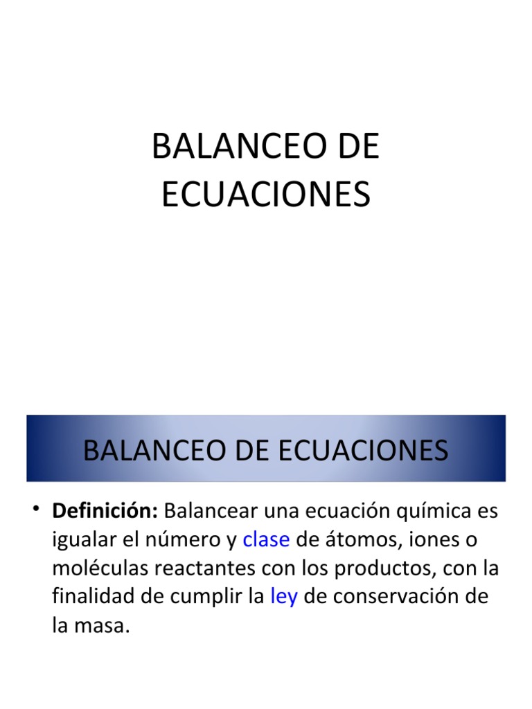 Balanceo de Ecuaciones Químicas | PDF | Redox | Estequiometría