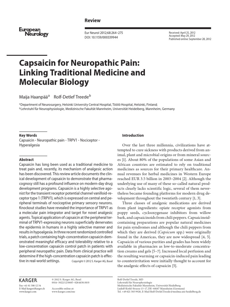 Capsaicin For Neuropathic Pain PDF | PDF | Pain | Stimulus (Physiology)
