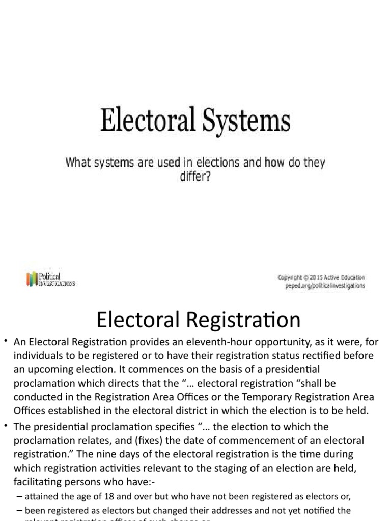 Types of Electoral System | PDF | Voting | Political Law