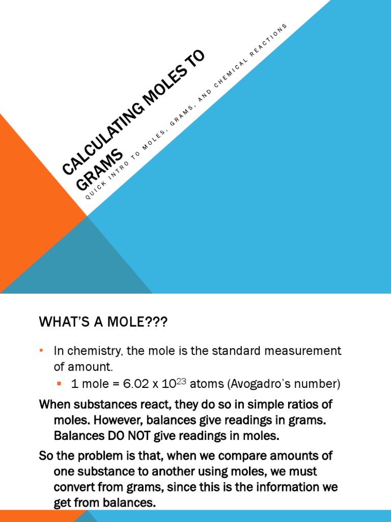 Moles to Grams Conversion Guide | PDF | Mole (Unit) | Chemistry