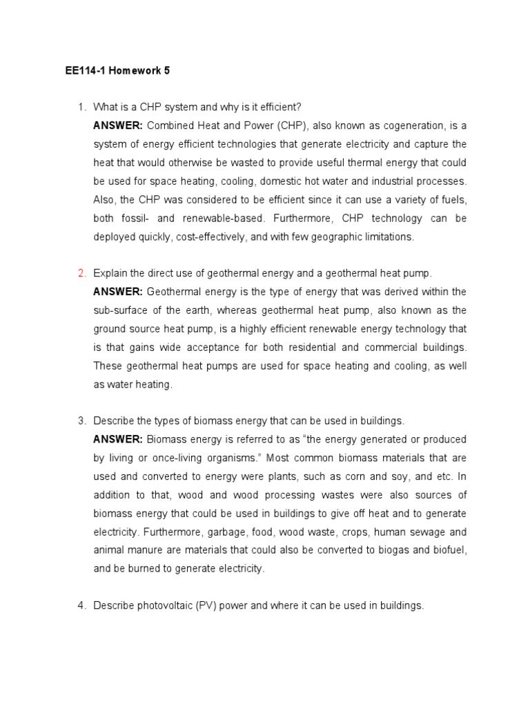 EE114-1 Homework 5 | PDF | Cogeneration | Hydroelectricity
