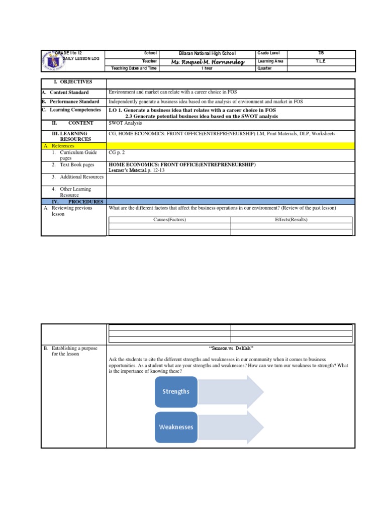 FOS Daily Log 2 PDF | PDF | Swot Analysis | Communication