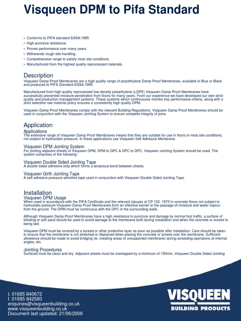 Visqueen DPM To Pifa Standard | PDF | Building Materials | Building ...