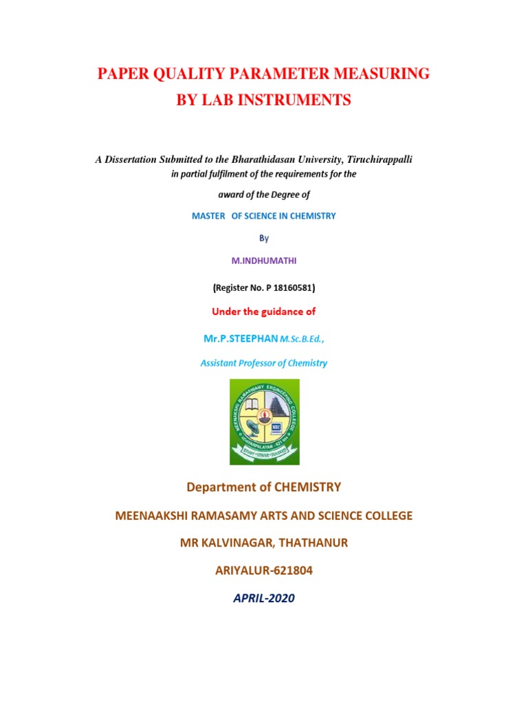 Paper Quality Parameter Measuring by Lab Instruments | PDF | Thesis ...
