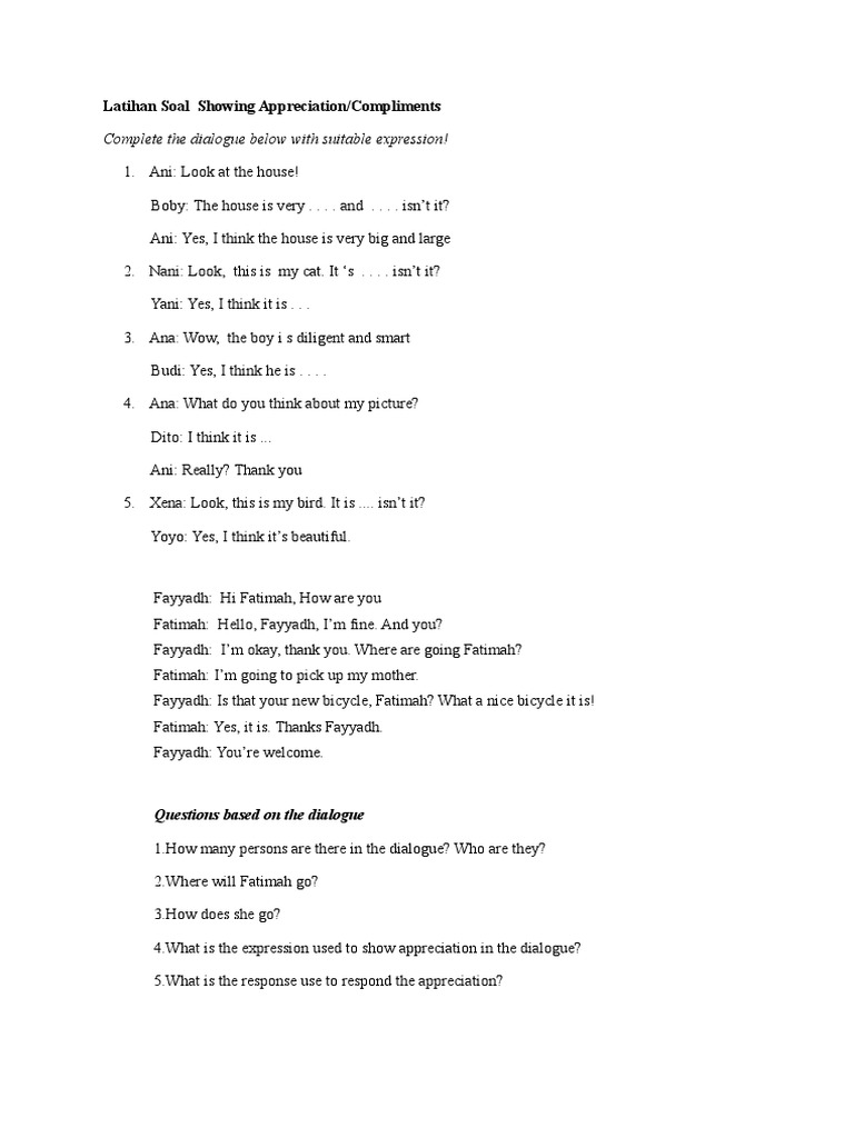 3.latihan Soal Showing Appreciation and Giving Opinion | PDF