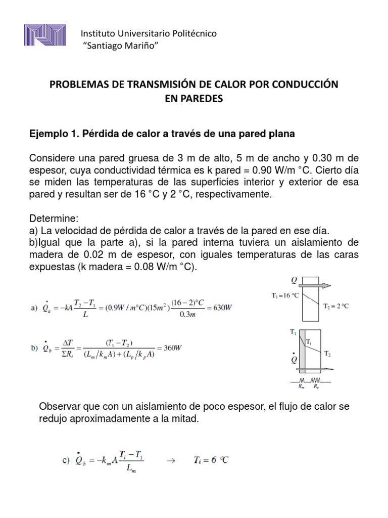 Ejercicios Resueltos Calor Por Conducción | PDF | Calor | Transferencia de calor