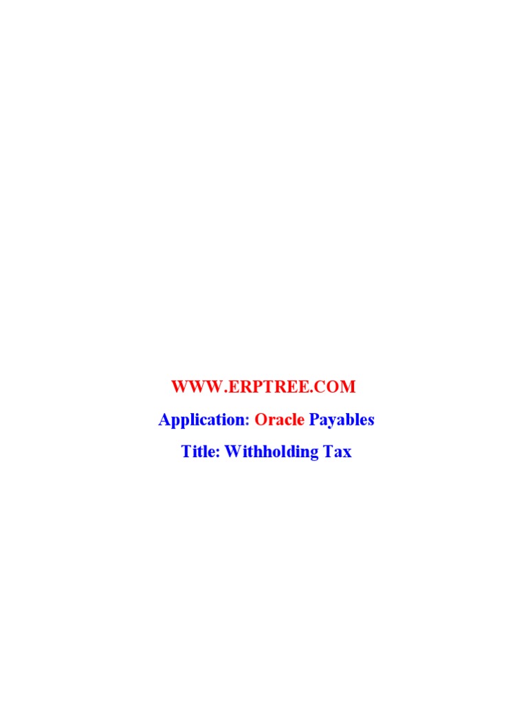 Oracle: Application Payables Title: Withholding Tax | PDF | Accounts ...