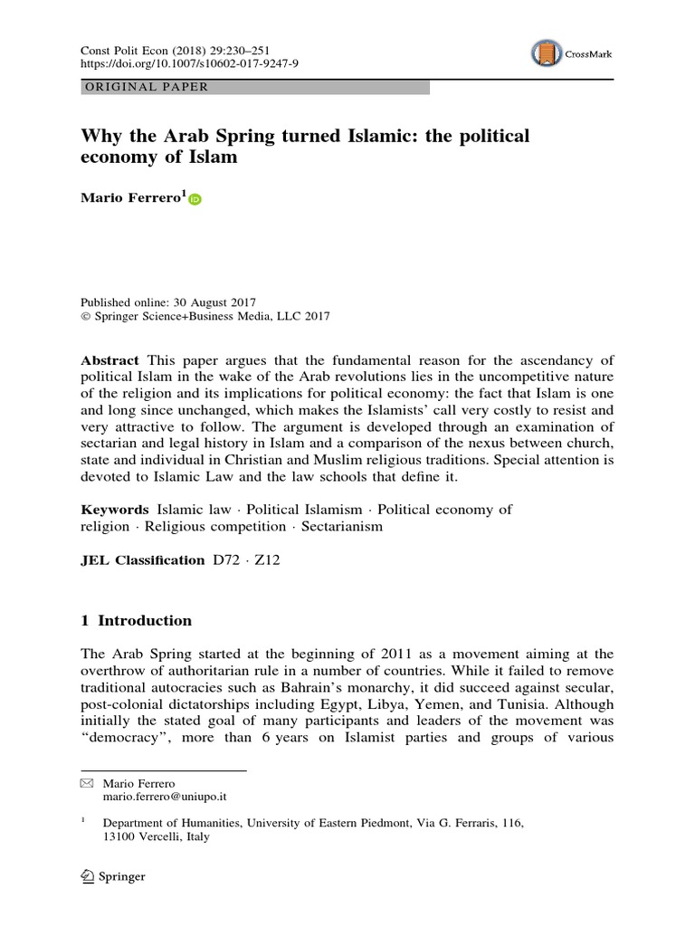Why The Arab Spring Turned Islamic - The Political Economy of Islam ...