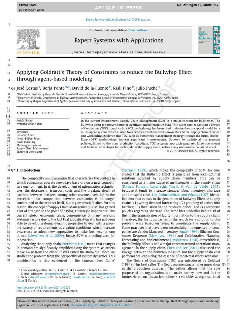 Applying Goldratt S Theory of Constraint | PDF | Supply Chain | Supply ...